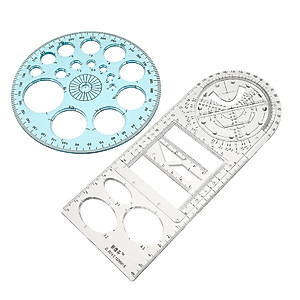 MAGICLULU 1 Set Drawing Ruler Clear Measuring Mathematics Measuring Ruler Clear Graphic Design Ruler Mathematics Measuring Circle Scale Ruler Plastic Multifunction Student Tape Measure
