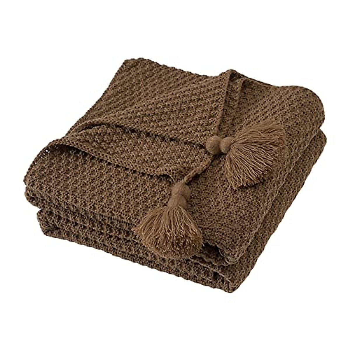 Qianly Nordic Style Knit Throw Blanket with Tassel Wrap Blanket Bed Throws Beach Towels Bed Blanket for Napping Couch Bedspreads Sofa Office Shawls, 150cmx200cm