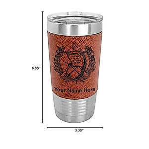 LaserGram 20oz Vacuum Insulated Tumbler Mug, Flag of Guatemala, Personalized Engraving Included (Faux Leather, Basketball Style)