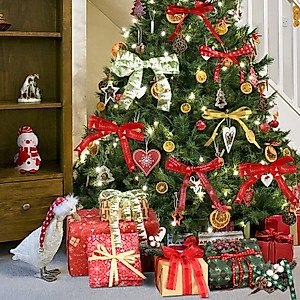 20 Pieces 3 Size Christmas Ribbons for Craft Holiday Printed Grosgrain Organza Satin Ribbons Metallic Glitter Fabric Ribbons Bulk Gift Wrapping Bow(20x2yd)