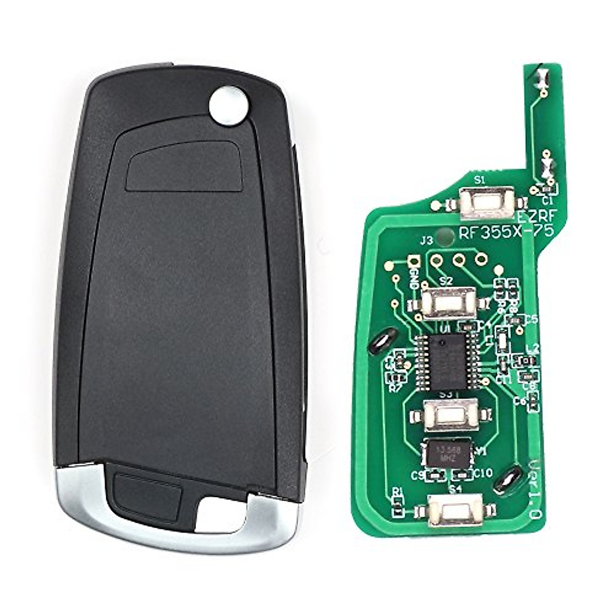 Beefunny 433MHz ID44 PCF7935 Chip Modify Replacement Flip Key for BMW 1998-2009 Remote Key Fob - EWS - HU92 Blade
