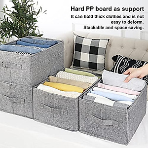 Fixwal 4pcs Wardrobe Closet Organizers and Storage with Support Board, 2pcs 7-Grid and 2pcs 5-Grid Foldable Jeans Organizer for Shelf Drawer Storage Bin Container for Shirts Pants Sweaters, Grey