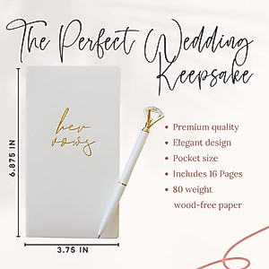 Vow Books, His and Hers Wedding Vow Books, Vow Renewal — Set of 2 Wedding Notebook with 16 Pages — 6.9” x 3.8” PU Leather Booklet Wedding Keepsake (Brown)