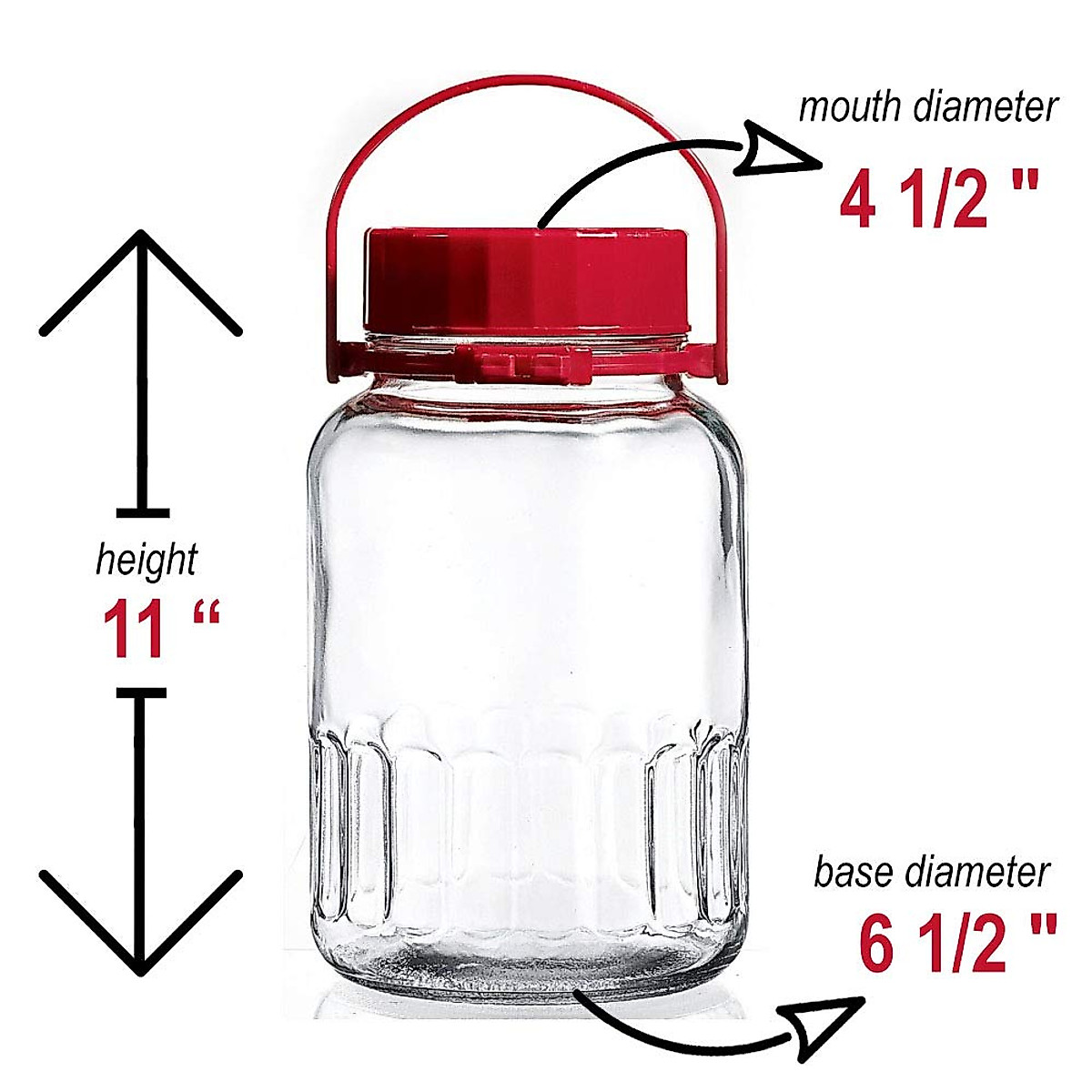 1 Gallon Glass Jar With Lid Wide Mouth Airtight Plastic Pour Spout Lids Bulk-Dry Food Storage Pickling Mason Jar Canister Raw Milk Bottle Jug Fermenting Sun Tea Kombucha Kefir Water Storing Canning
