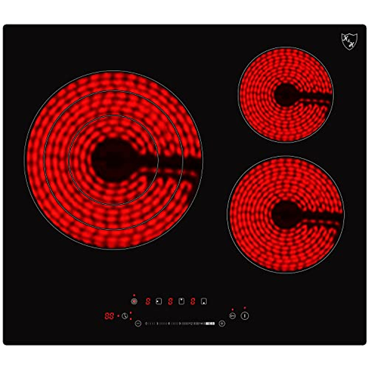 K&H 3 Burner 24 Inch Built-in Electric Stove Top Radiant Ceramic Cooktop Touch SLIDER Control 240V 6600W CE24-6605SL