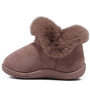 KEESKY Toddler Girl Winter Boots Size 3.5 Fur Lined Warm Winter Shoes for Baby Girls