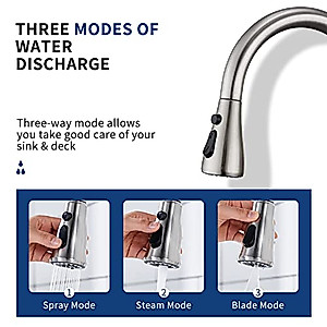 GASIA Kitchen Faucet,Faucet for Kitchen Sink,Kitchen Faucet with Sprayer,Brushed Stainless Steel Sink Faucet