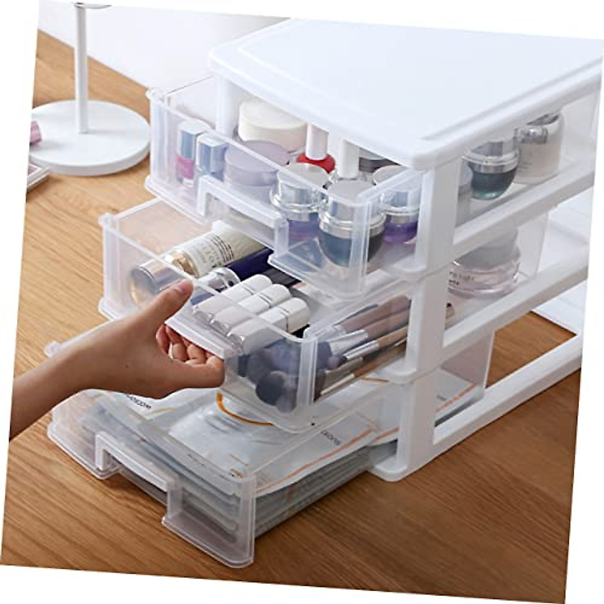 Mikinona Storage Cabinet 6 Tier Stackable Storage Container Jewelery Container Storage 3 Drawer Stacking Drawers Storage Small Drawer Storage Desk Drawer Office Storage Tray Jewelry White