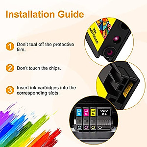 HenceBuy Remanufactured Ink Cartridge Replacement for HP 962XL 962 XL Work with Officejet Pro 9015 9010 9018 9022 9025 9020 9019 9013 9016 Officejet 9012 ((Black,Cyan,Magenta,Yellow ;4-Pack)