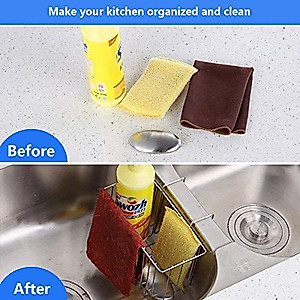 Kitchen Storage Holder Stainless Steel Sink Caddy Storage Hanging Basket Faucet Shelf Sponge Drain Rack