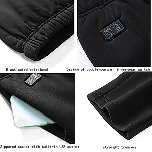 Vuirrm Thermal Underwear for Men Electric Heated Thermal Underwear Set (Top + Pants) USB Washable Temperature Adjustable in Winter,5XL,Black