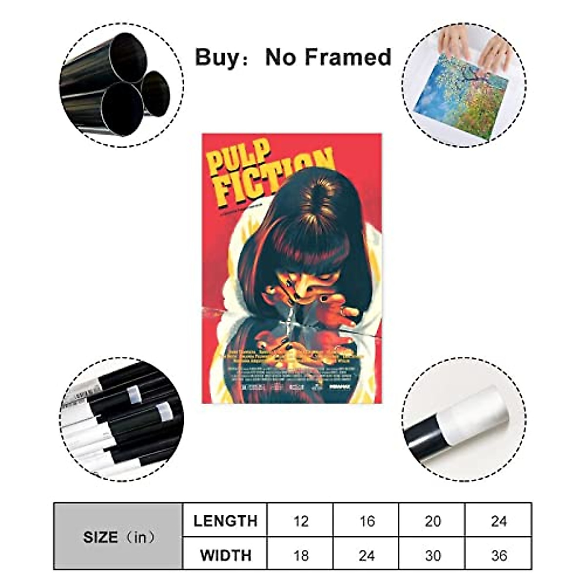 WSDJ Pulp Fiction Movie Art Poster 2 Canvas Poster Wall Art Decor Print Picture Paintings for Living Room Bedroom Decoration Poster Unframe:12x18inch(30x45cm)