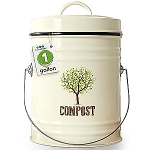 Third Rock Compost Bin Kitchen – 1.0 Gallon Countertop Compost Bin with Lid – Kitchen Compost Bin Countertop – Indoor Compost Bin Kitchen Counter Includes Inner Compost Bucket Liner - Indoor Composter