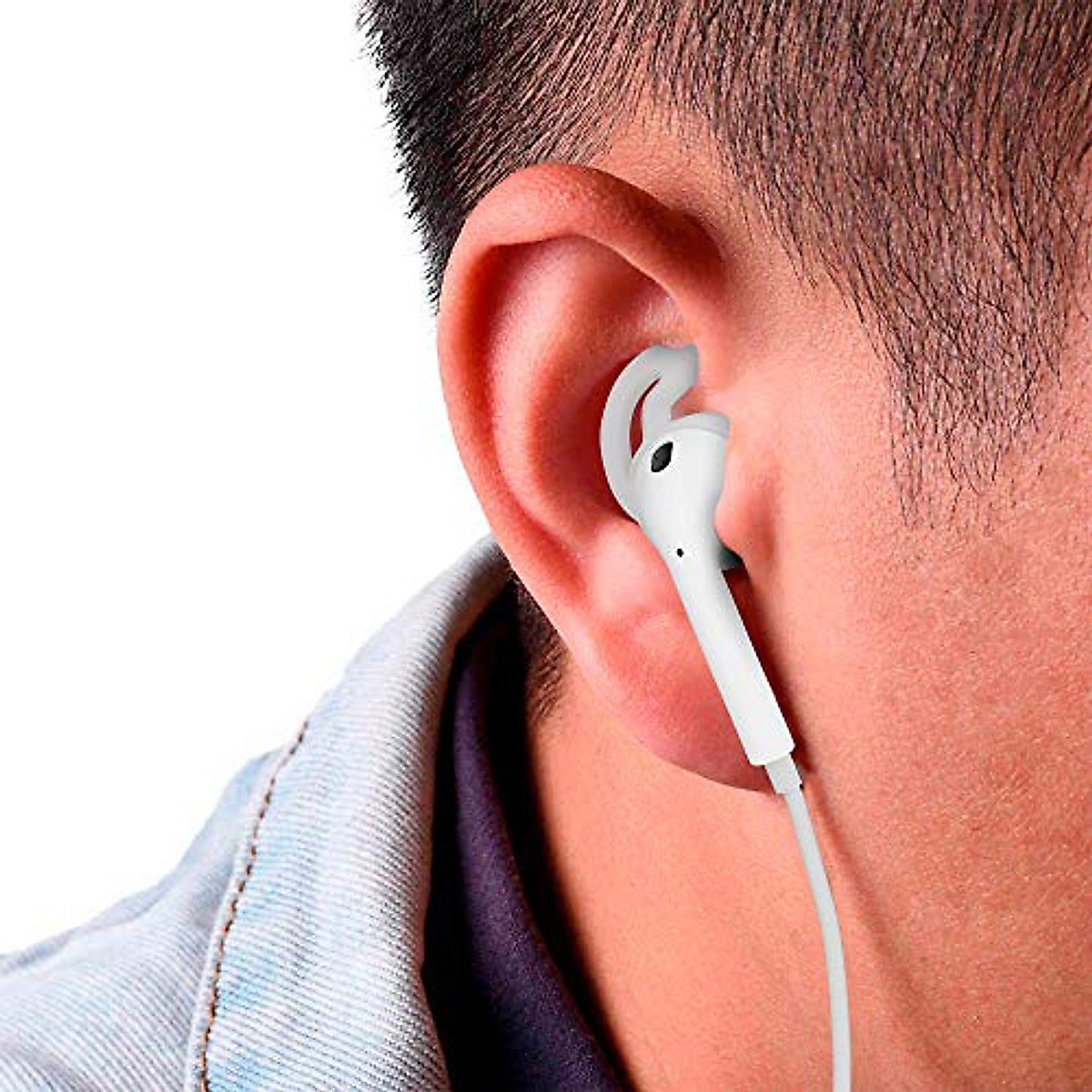 [4 Pairs] Silicone Ear Tips Soft Anti-Slip Sport Earbud Covers, Anti-Drop Ear Hook Gel Headphones Earphones Protective Accessories Tips (Black, Orange, Blue, White)