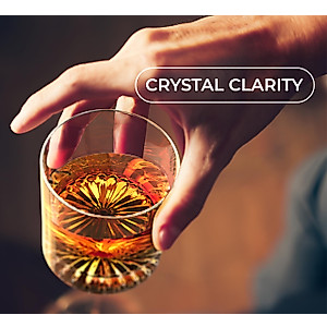 GLORAMA Old Fashioned Whiskey Glasses - Set of 4, 10oz Lead-Free Premium Crystal, Heavy Base Glass for Scotch, Bourbon, Whisky, Cocktails. Elegant Drinkware for Men’s Gifts & Home Bar Essentials