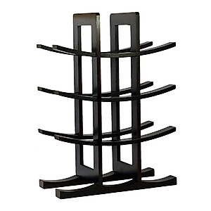 LIFKOME Black Display Tiered Cabinets Standing for Adornment Organizer Countertop Household Stand Free Home Wine Storage Bar Holder Great Rack Bottle Tabletop Wooden Red Shelf Bamboo