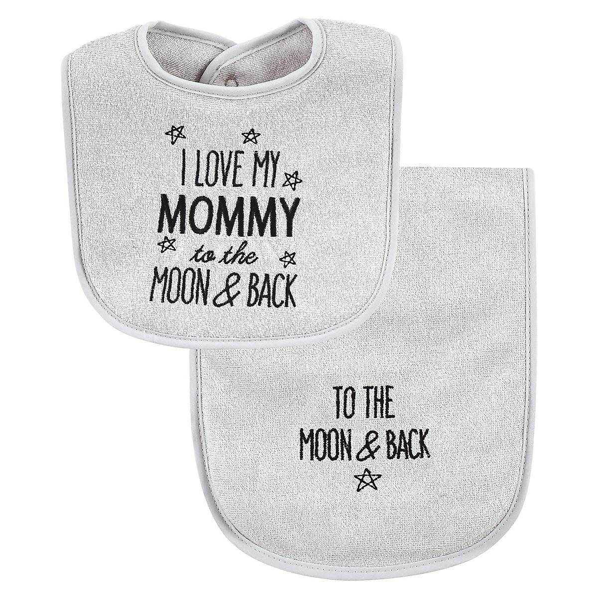 Hudson Baby Unisex Baby Cotton Terry Bib and Burp Cloth Set, Mom Dad Moon And Back, One Size