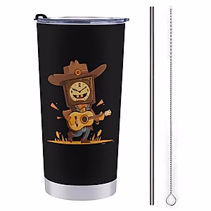 Time to Play Guitar Music 20 Oz Travel Coffee Mug with Lid Tumbler Drinking with Straw Brush Water Car Cup