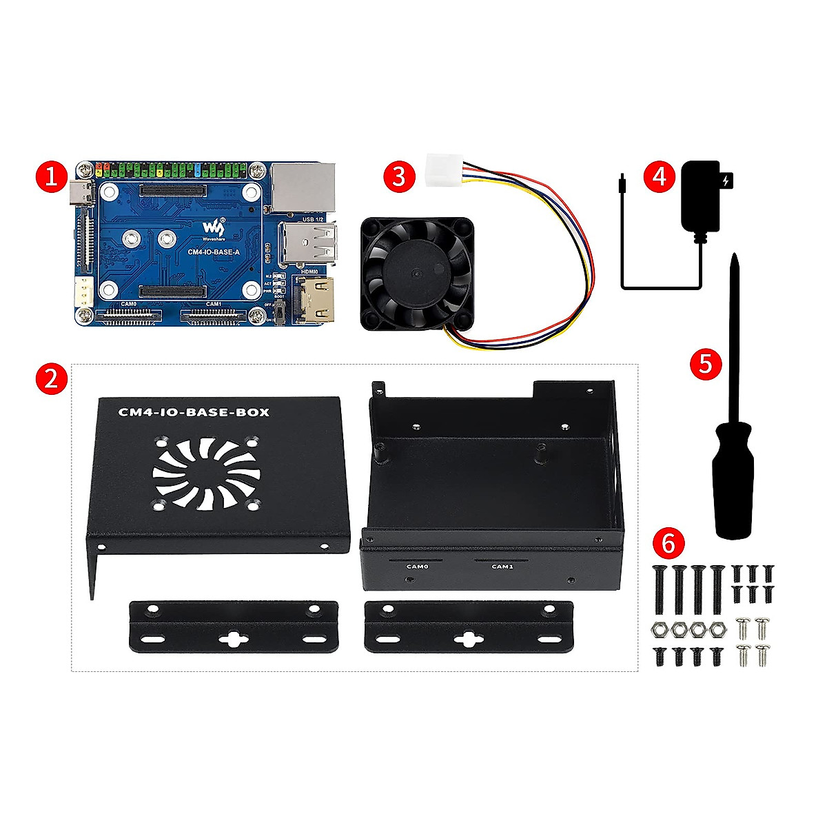 waveshare Mini-Computer Based On Raspberry Pi Compute Module 4,Include CM4-IO-BASE-A (Mini IO Board Lite Verson),Metal Case,Cooling Fan