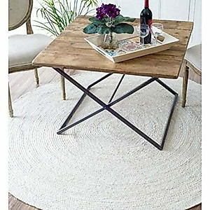 THE PIKKU INTERNATIONAL - Rug Round Natural Jute Hand Woven Braided White Dye Area Rug (132 x 132 Inch (11 Feet Round))