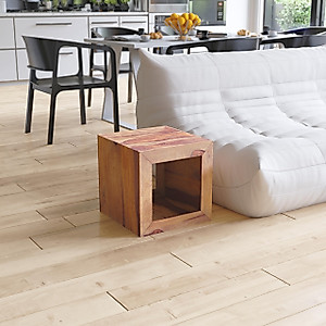 The Urban Port Cube Shape Rosewood Side Table with Cutout Bottom, Brown
