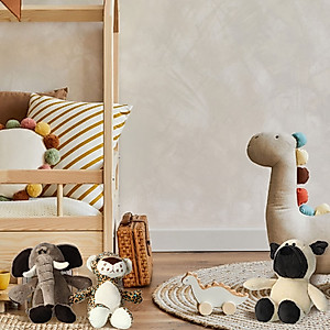 12 Pieces Safari Stuffed Animals Cute 9.9 Inch Plush Jungle Animal Toys Set Includes Tiger Lion Elephant Monkey Shar Pei Giraffe Stuffed Animals Bulk for Zoo Animal Theme Party