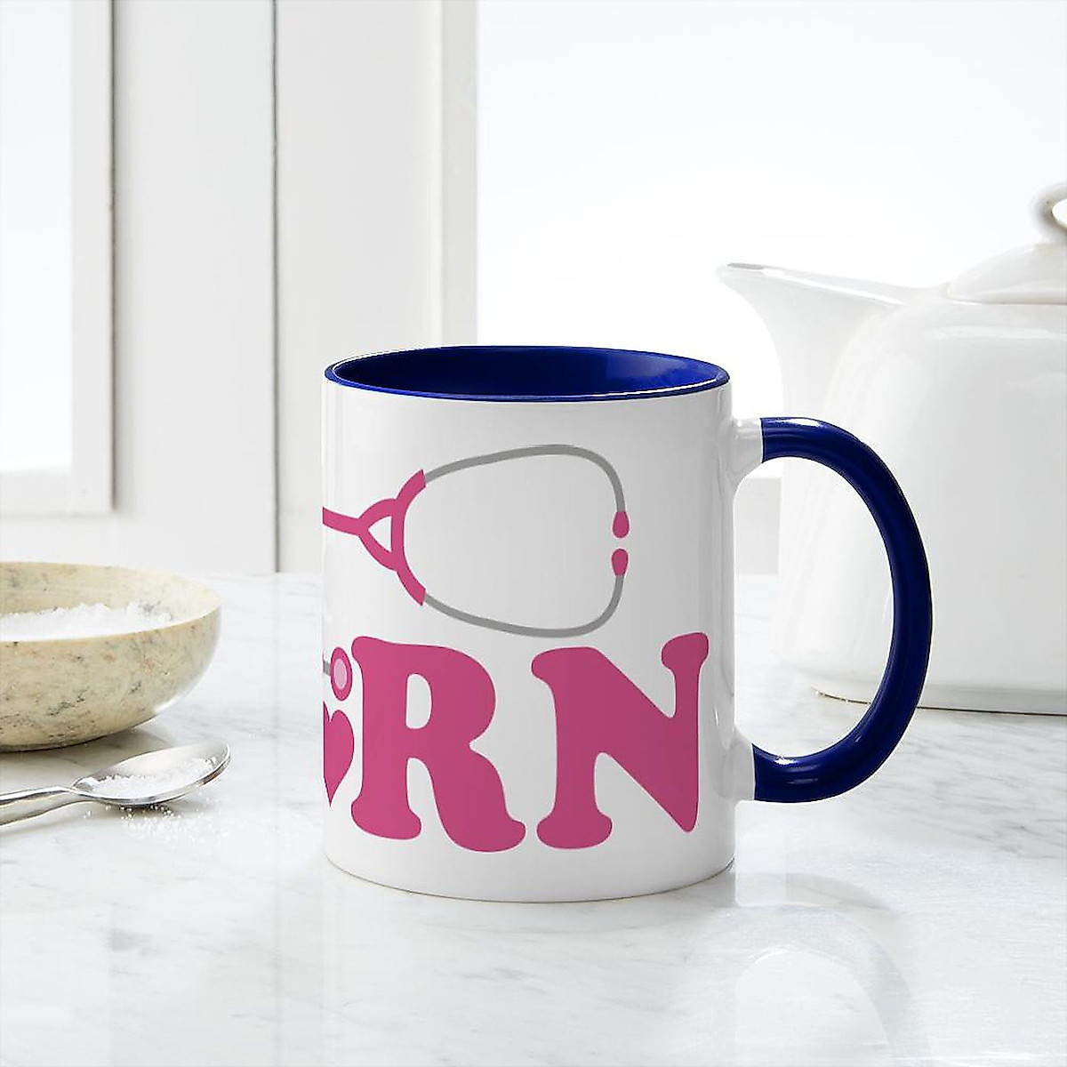 CafePress Heart RN Stethoscope Mug Ceramic Coffee Mug, Tea Cup 11 oz