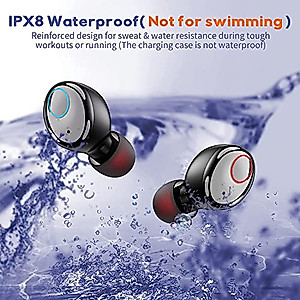 Bluetooth Earbuds,Kurdene S8 Wireless Earbuds 48H Playtime Call Noise Cancelling IPX8 Waterproof Ear Buds Deep Bass Earphones with Microphone in-Ear Stereo Headphones for Work,Sport,Running
