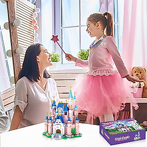 Hodlvant Princess Castle Building Blocks Toys for Kids, 596 Pcs Pink Palace Girls Princess Castle Roleplay Building Set, Stem Learning Construction Toys Set EducationalToys for Boys Girls Age 6+