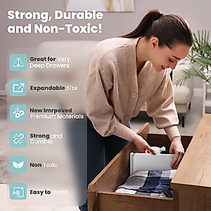 RAPTUROUS 8" Tall Drawer Dividers, 6 Pack, 13-22" Long, Expandable & Adjustable, Strong & Sturdy Non-Slip Dividers for Dresser, Kitchen, and Clothing (White)