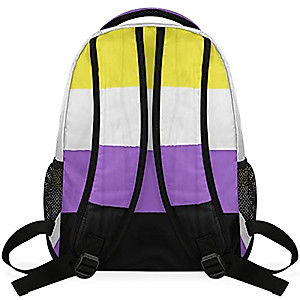 lakefvgk Non-Binary Pride Flag Backpack Travel Laptop Backpack Adjustable Shoulder Straps Waterproof School Bag Bookbag