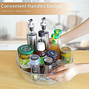 3 Pack Lazy Susan Organizer for Cabinet, Upgraded 11.5" Clear Lazy Susan Turntable with Handles and Raised Edge, Rotating Lazy Susan Spice Storage for Kitchen, Pantry, Refrigerator, Bathroom, Table