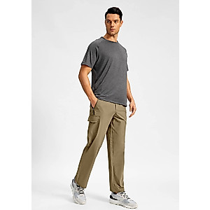 Pudolla Men's Hiking Cargo Pants Lightweight Outdoor Travel Pants for Men with Multi-Pockets for Fishing Camping Work(Sage Medium)