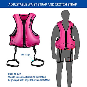 OMOUBOI Inflatable Snorkel Vest for Women Adult Swimming Jacket for Diving Surfing Swimming Outdoor Water Sports Suitable for 90-220lbs (Pink)