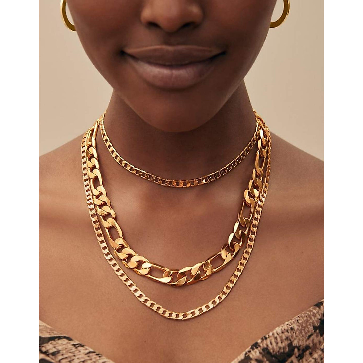 Denifery Punk Cuban Link Chain Choker Necklace Chunky Curb Chain Necklace Chic Layered Clavicle Necklace Hiphop Accessories for Women
