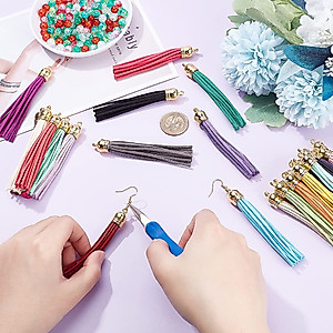 PH PandaHall 3.3"~3.5" Long Faux Leather Tassel, 30pcs Keychain Tassels 30 Colors Faux Suede Tassel Pendants Keychain Tassels with Loop for Keychain Cellphone Straps DIY Earring Jewelry Making