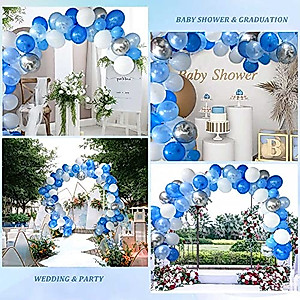 Blue Balloon Arch Kit, 126PCS Sliver Blue and White Garland Kit, Garland Kit for Birthday Party, Baby Shower Decoration, 10" and 5" Blue Balloon Graduation Decoration (Blue)