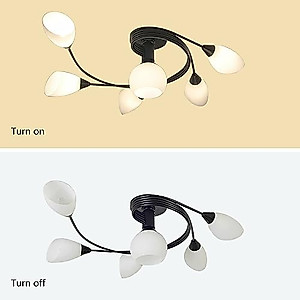 WEYUN Rustic Ceiling Lights Chandelier 6-Light Living Room Bedroom Office Pendant Lamp Fixture Modern Industrial Alabaster Glass Shades Ceiling Light Lamp for Dining Room