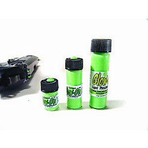 Glow-On Green, Green Day Color and Green Night Glow, Gun Night Sights Paint. Small 2.3 ml vial. Concentrated, Bright, Long Lasting Glow.