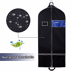 AIDBUCKS Garment Bag (43" * 24" * 4") with Pocket and Handles 1 Piece Large Garment Covers Breathable Clothes Protector Suit Long-Term Storage Of Jacket Coat Dresses, Black