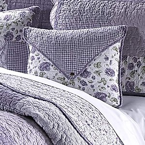 Donna Sharp Throw Pillow - Lavender Rose Contemporary Decorative Throw Pillow with Patchwork Pattern - Square