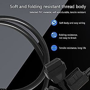 OBD Splitter Adapter, Right Angle 30cm/12 OBD II Splitter Extension Cable Male to Dual Female Y Cable, 16 Pin Cable Male to Dual Female Cord Adapter