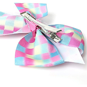 7pc 5" Large Hair Bows for Girls, JOJO Siwa Grosgrain Ribbon Hair Barrettes with Heart Emblem Accessories for Toddler