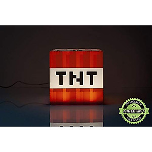 Minecraft TNT Block 6 Inch USB LED Night Light Cube - Decorative, Fun, Safe & Awesome Bedside Mood Lamp Toy for Baby, Kids, Teens & Adults - Best for Home's Bedroom, Living Room Or Even Office