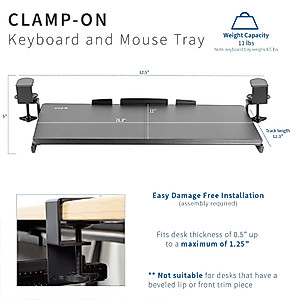 VIVO Dual 13 to 27 inch LCD Monitor Mount and Under Desk C-clamp 27 x 11 Keyboard Tray Kit, Heavy Duty, Fully Adjustable Stand and Slide-Out Platform (Bundle)