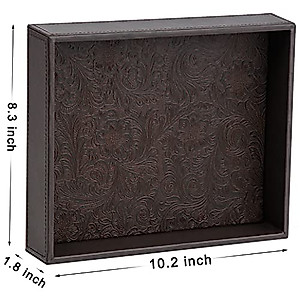 Gurfuy Valet Tray for Men 10" x 8" - Faux Leather Vanity Display Tray Catchall Tray Desktop Nightstand Dresser Organizer for Storing Keys Change Wallet Phone Glasses Watch Storage Caddy Brown