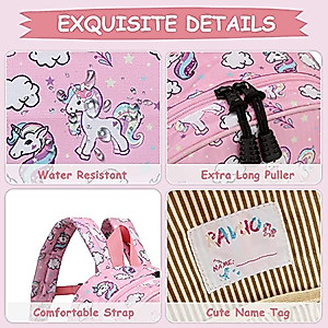 RAVUO Unicorn Backpack for Girls, Cute Toddler Backpack Lightweight Kids Preschool Bookbag Daypack with Chest Strap