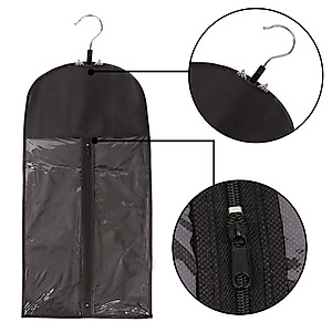 10 Pack Hair Extension Storage Bag Hair Extension Hanger Strong Holder Dust-proof Portable Suit with Transparent Zip Up Closure- Lightweight, Waterproof and Portable (Black)
