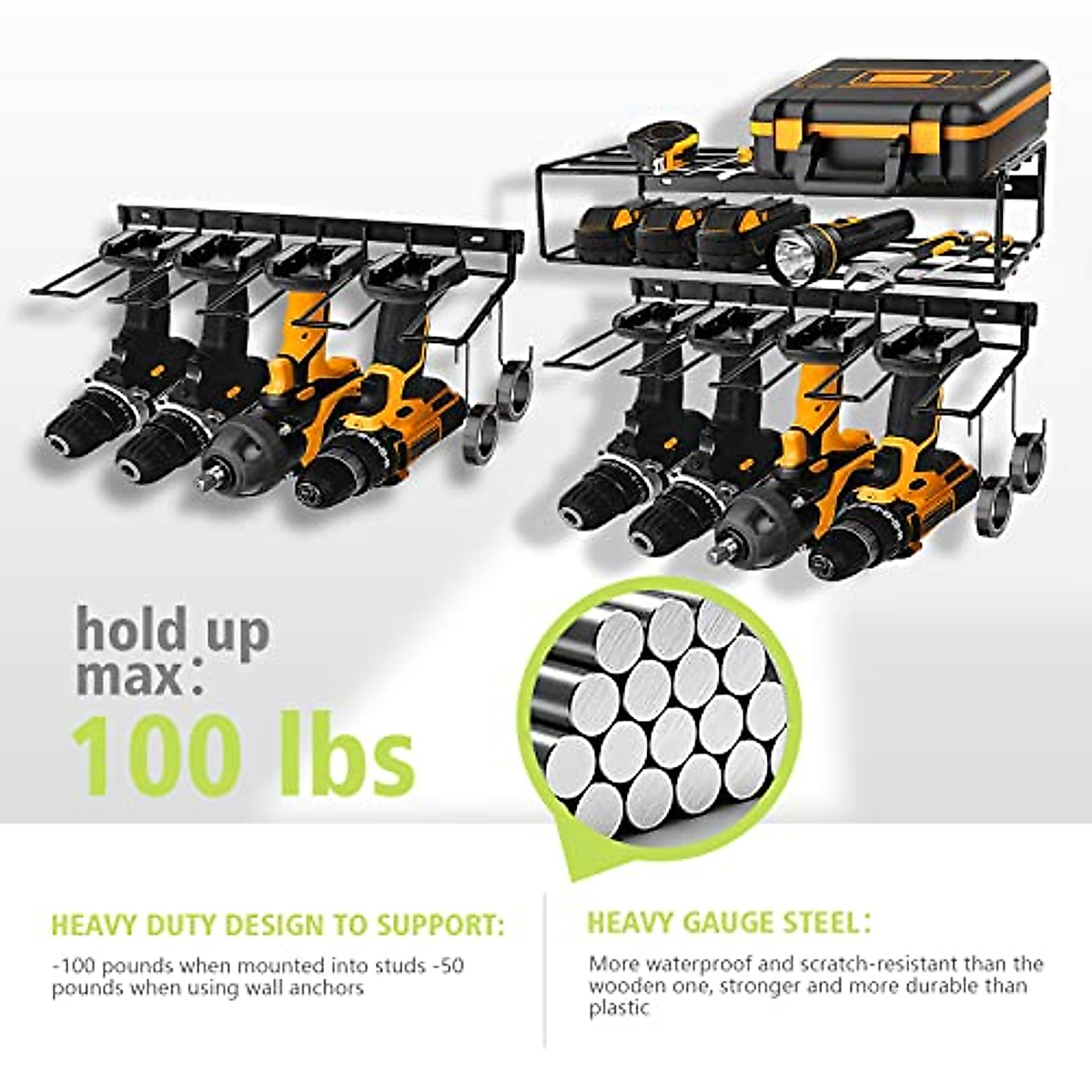 ITurnGlow Garage Power Tool Organizer and Storage, Drill Holder Wall Mount Storage Racks Tool Holder for Cordless Drill, Heavy Duty Floating Tool Shelf ,Perfect for Father's Day Gifts（3 Pack ）