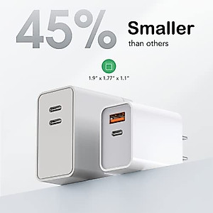 3Pack USB C Wall Charger, 20W Type C Fast Charger+ QC3.0 USB A Double Port Power Adapter Charger Plug Block for iPhone 14/13/12/11/Plus/Pro Max/Pro/12 Mini/XS/XR/X/8/7/6/6S Plus,Samsung